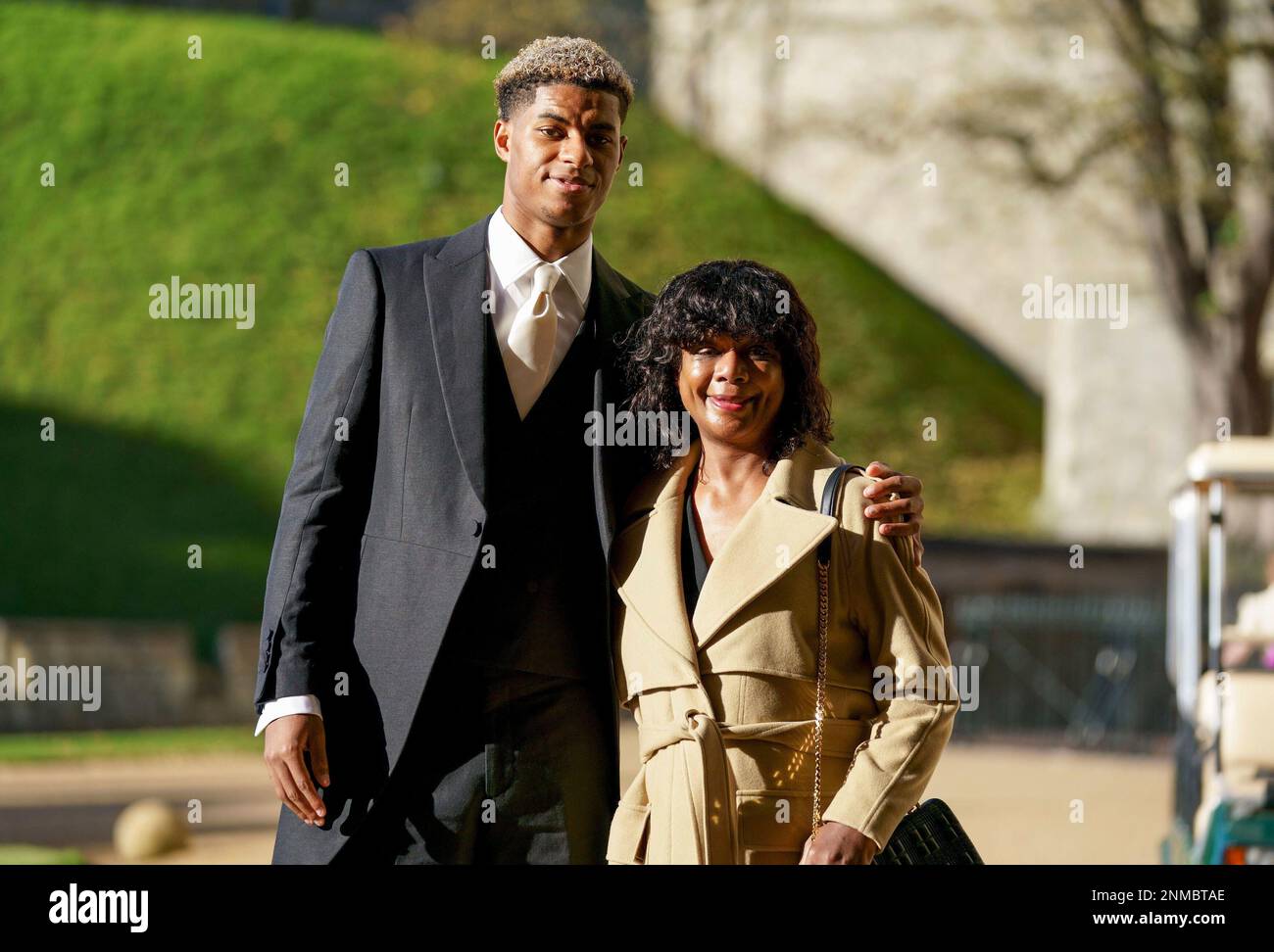 Marcus Rashford with his mother Melanie Rashford, arrive at Windsor ...