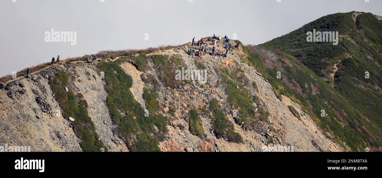 An aerial photo shows O-Asahidake in Asahi Town, Yamagata Prefecture ...
