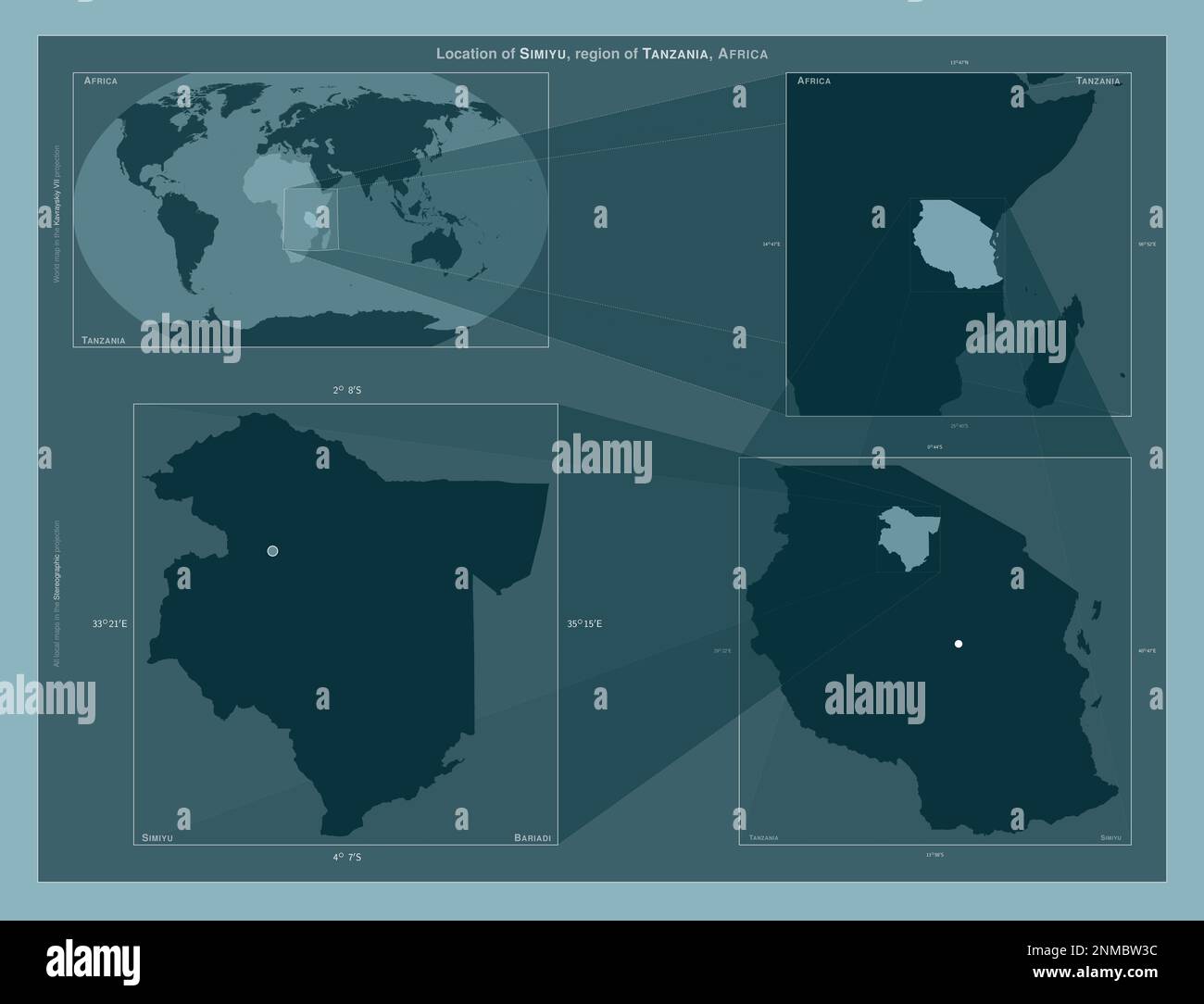 Simiyu, region of Tanzania. Diagram showing the location of the region ...