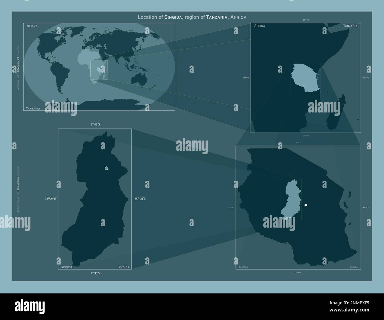 Singida, region of Tanzania. Diagram showing the location of the region ...