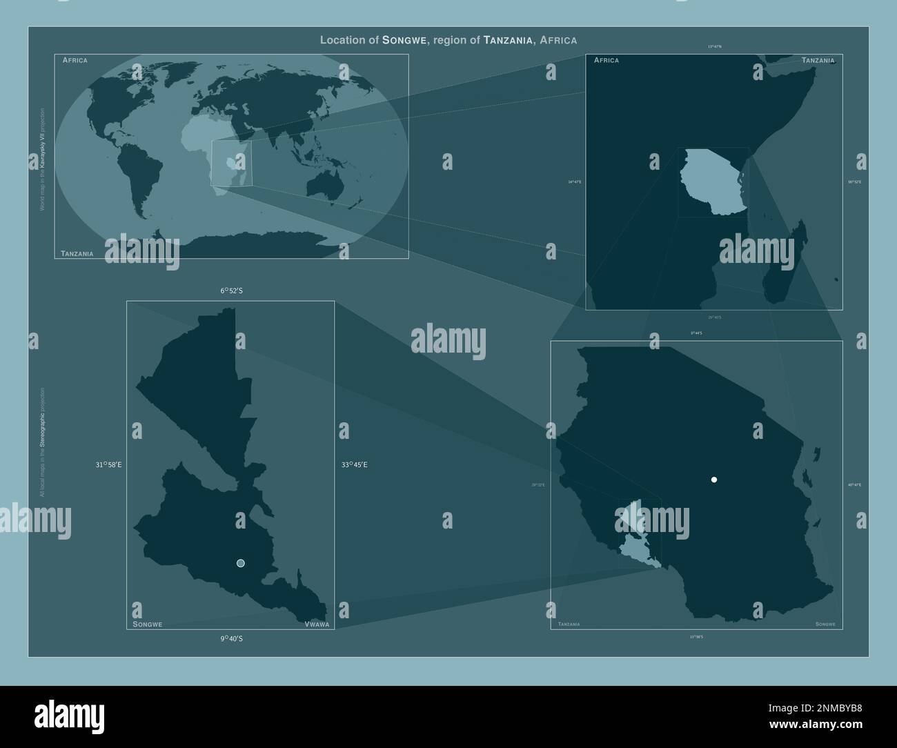 Songwe, region of Tanzania. Diagram showing the location of the region ...