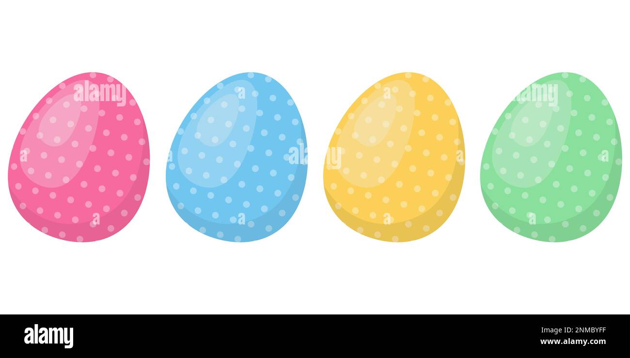 Cartoon colorful Easter eggs. Isolated on a white background. Vector ...