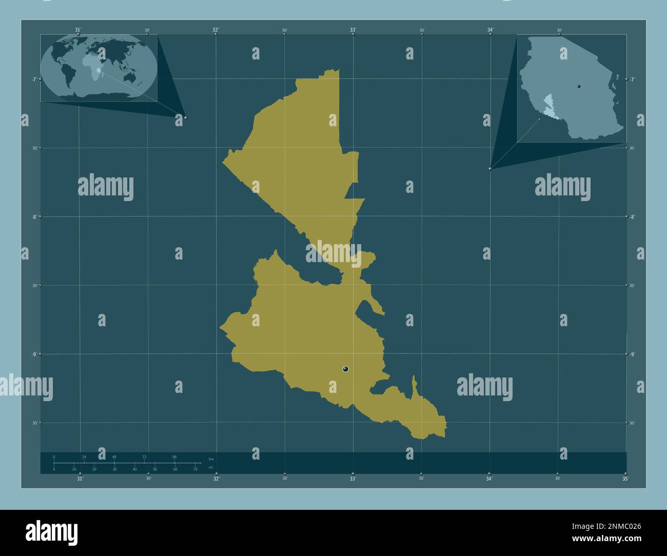 Songwe, region of Tanzania. Solid color shape. Corner auxiliary ...
