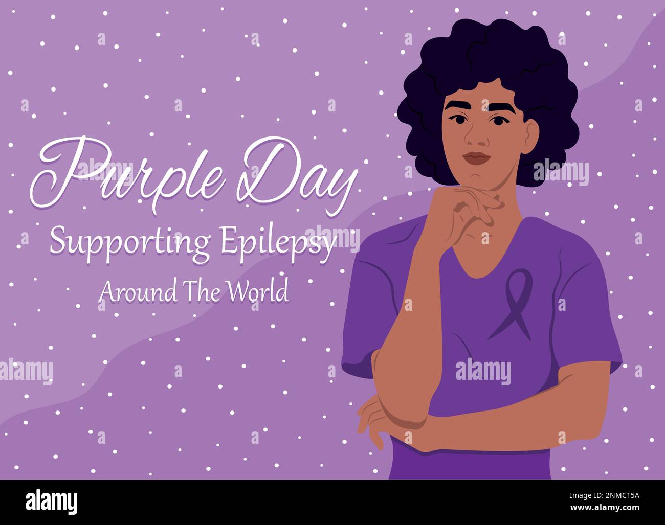 African American woman and symbol of health. Purple day to spread ...