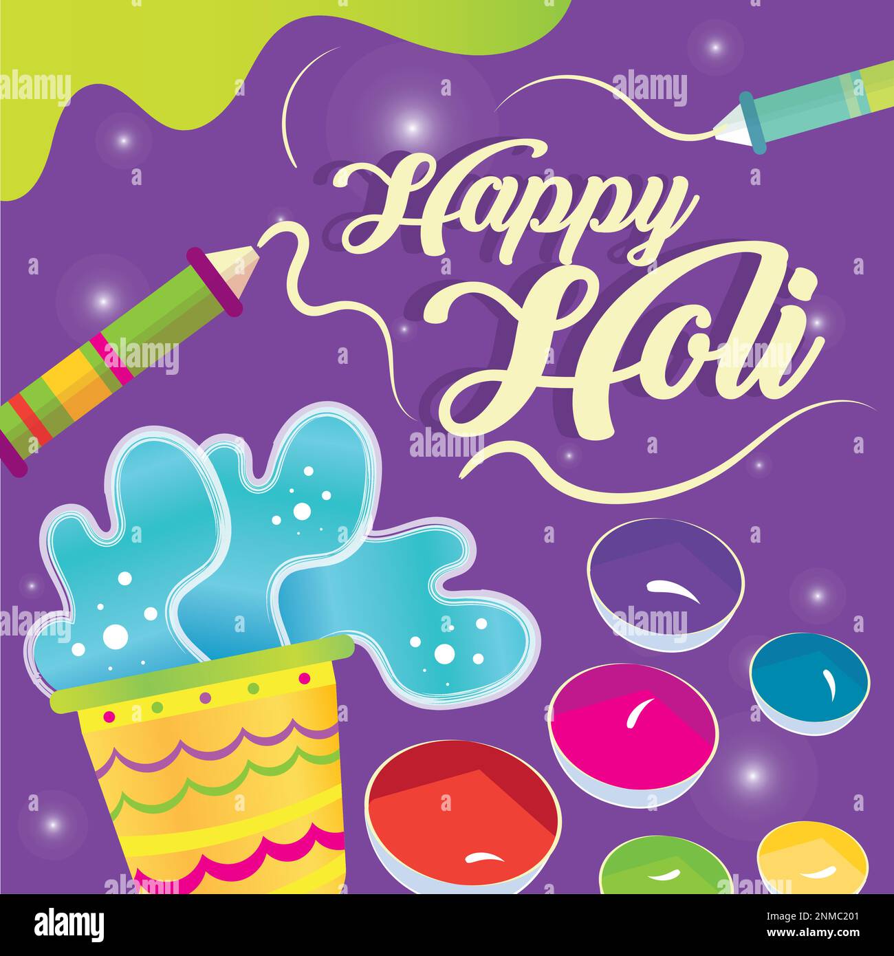 Colored holi festival poster with paint and pencils Vector Stock Vector ...