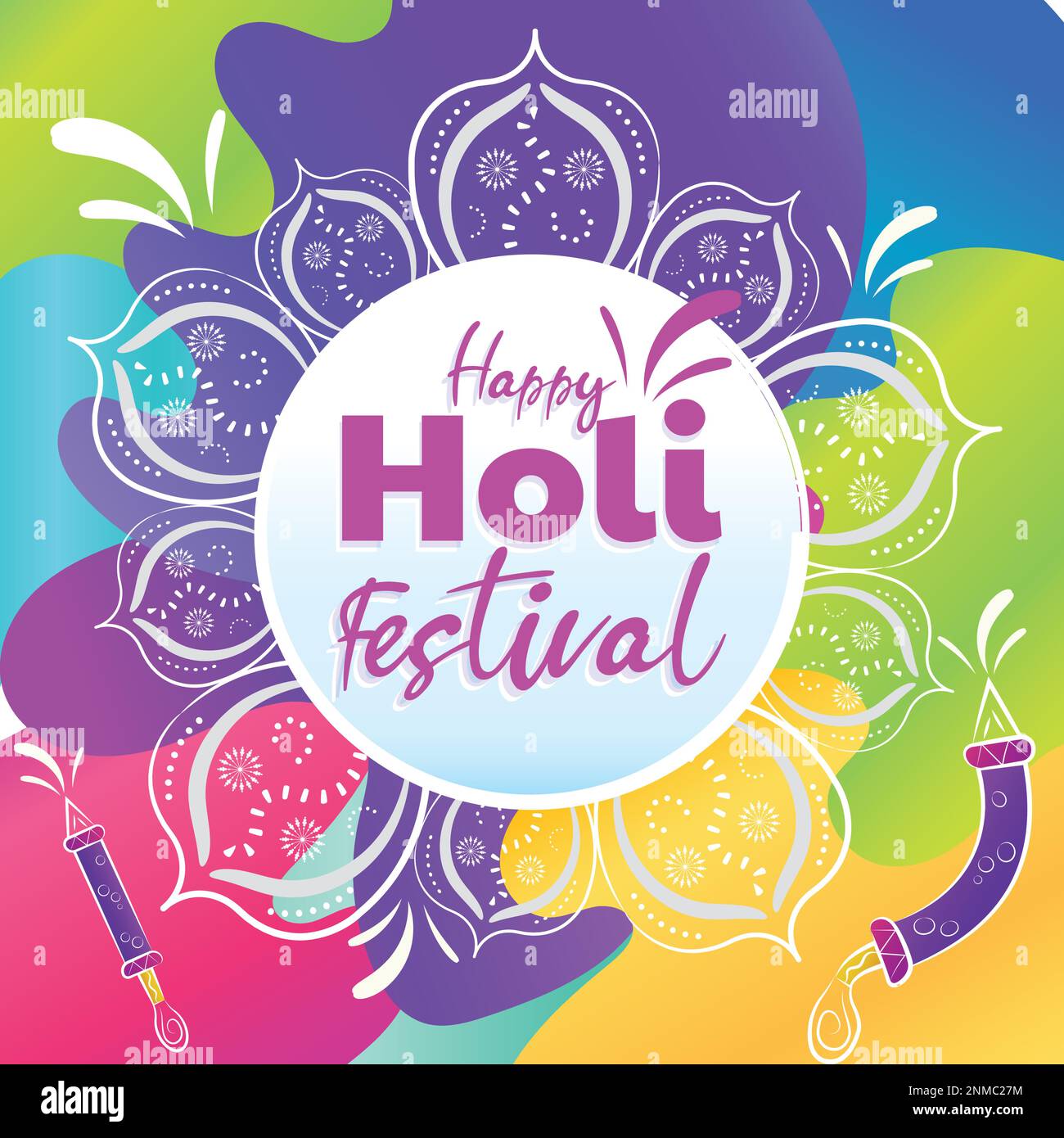 Colored holi festival poster with label and text Vector Stock Vector ...