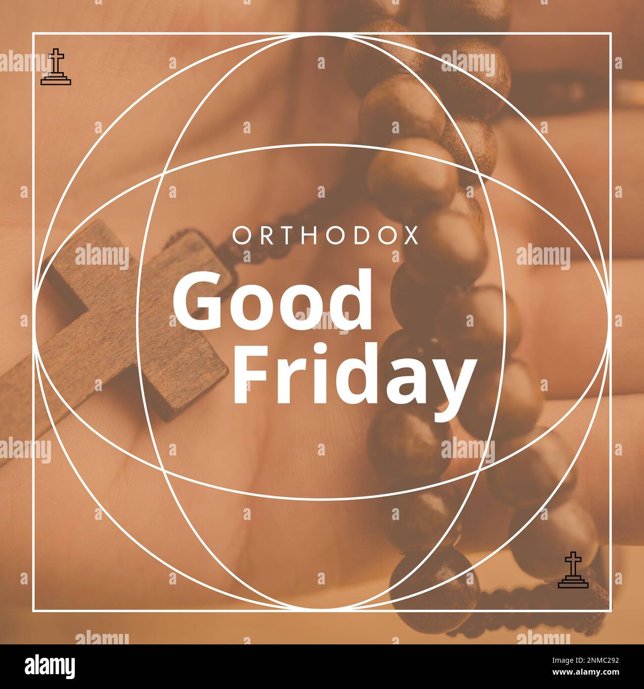 Composite of orthodox good friday text in geometric shapes with cross ...