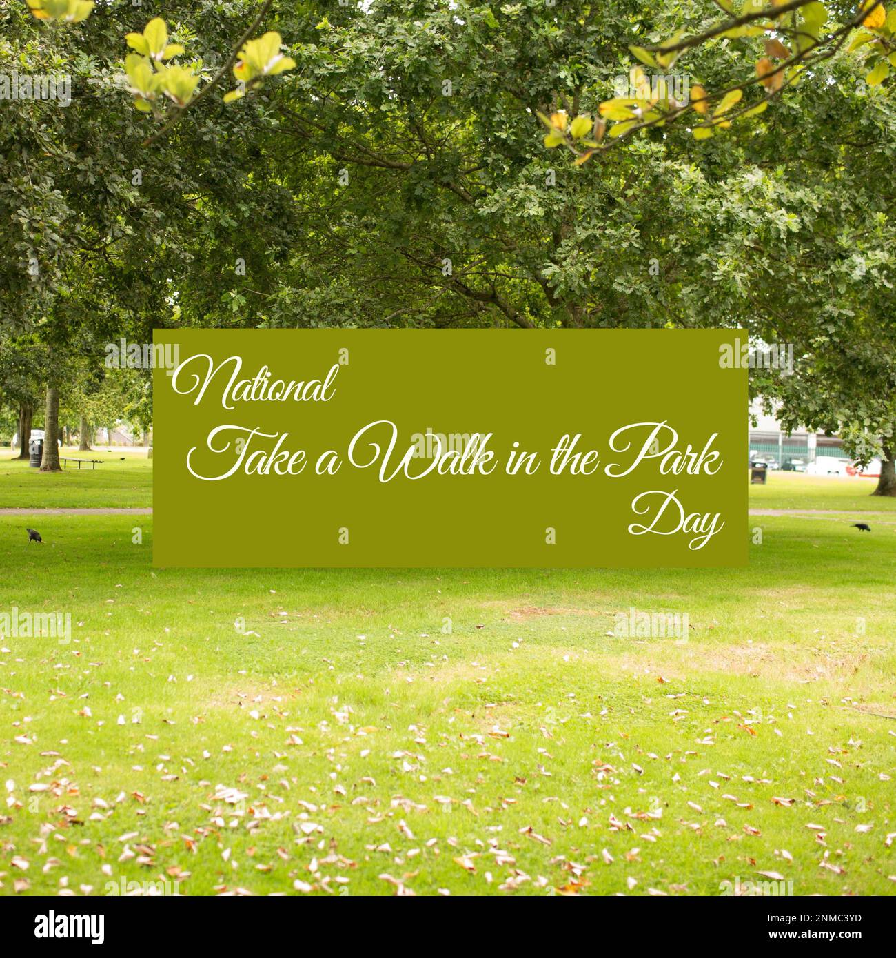 Image of national take a walk in the park day text over park Stock ...