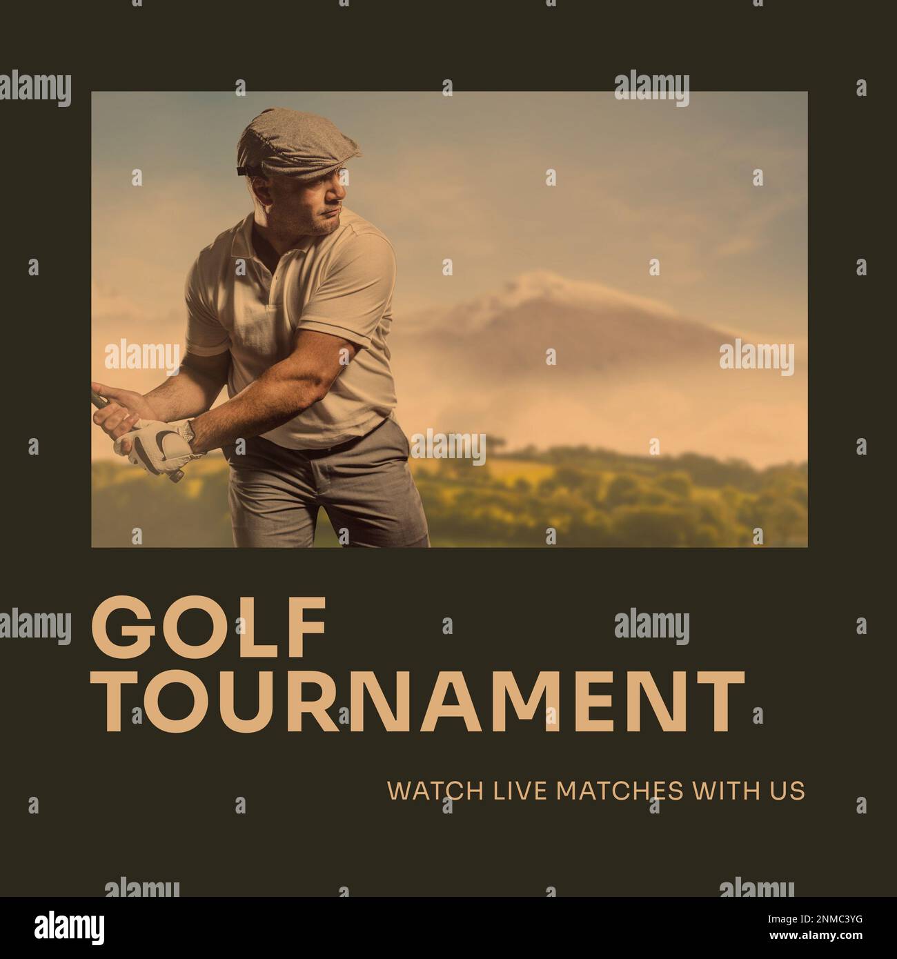 Image of golf tournament text over caucasian male golf player and ...