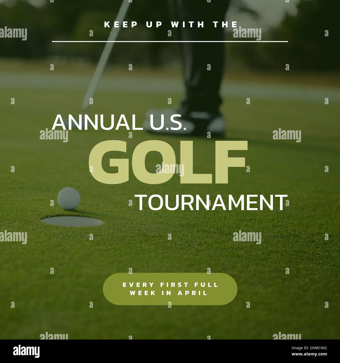 Image of annual us golf tournament text over caucasian male golf player ...