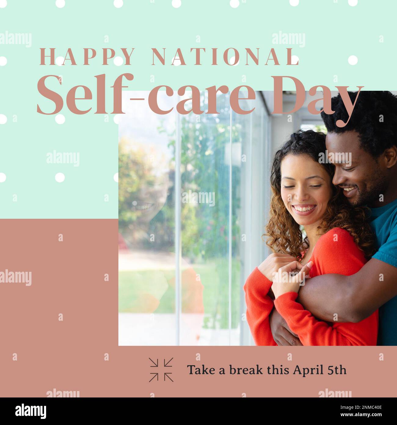 Composition of happy national self-care day text over african american ...