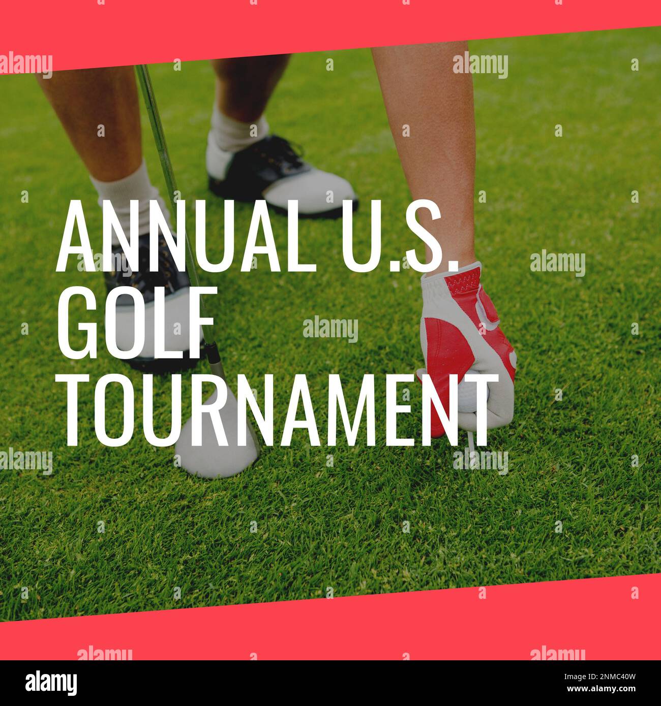 Image of annual us golf tournament text over caucasian male golf player ...