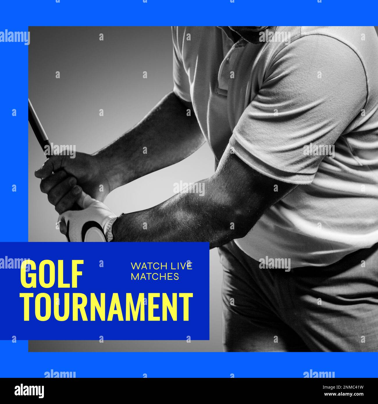 Image of golf tournament text over caucasian male golf player and white ...