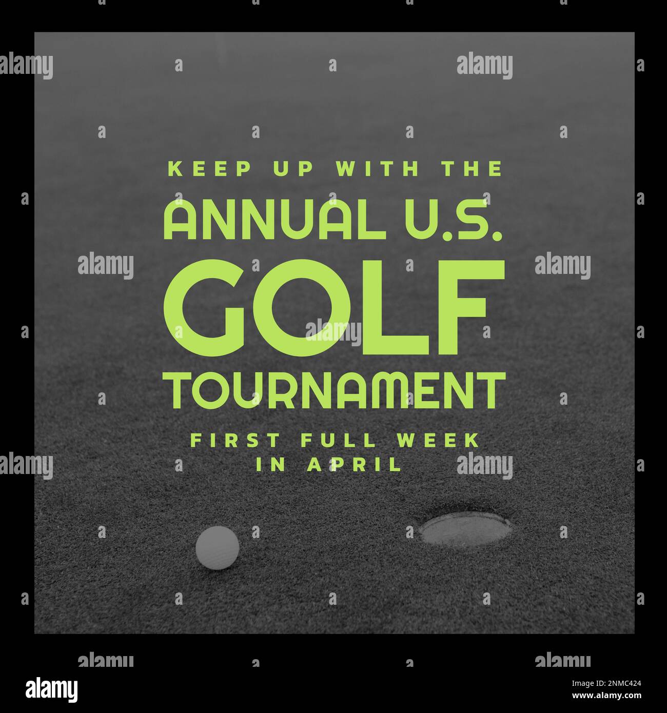 Image of annual us golf tournament text over golf ball on golf course ...