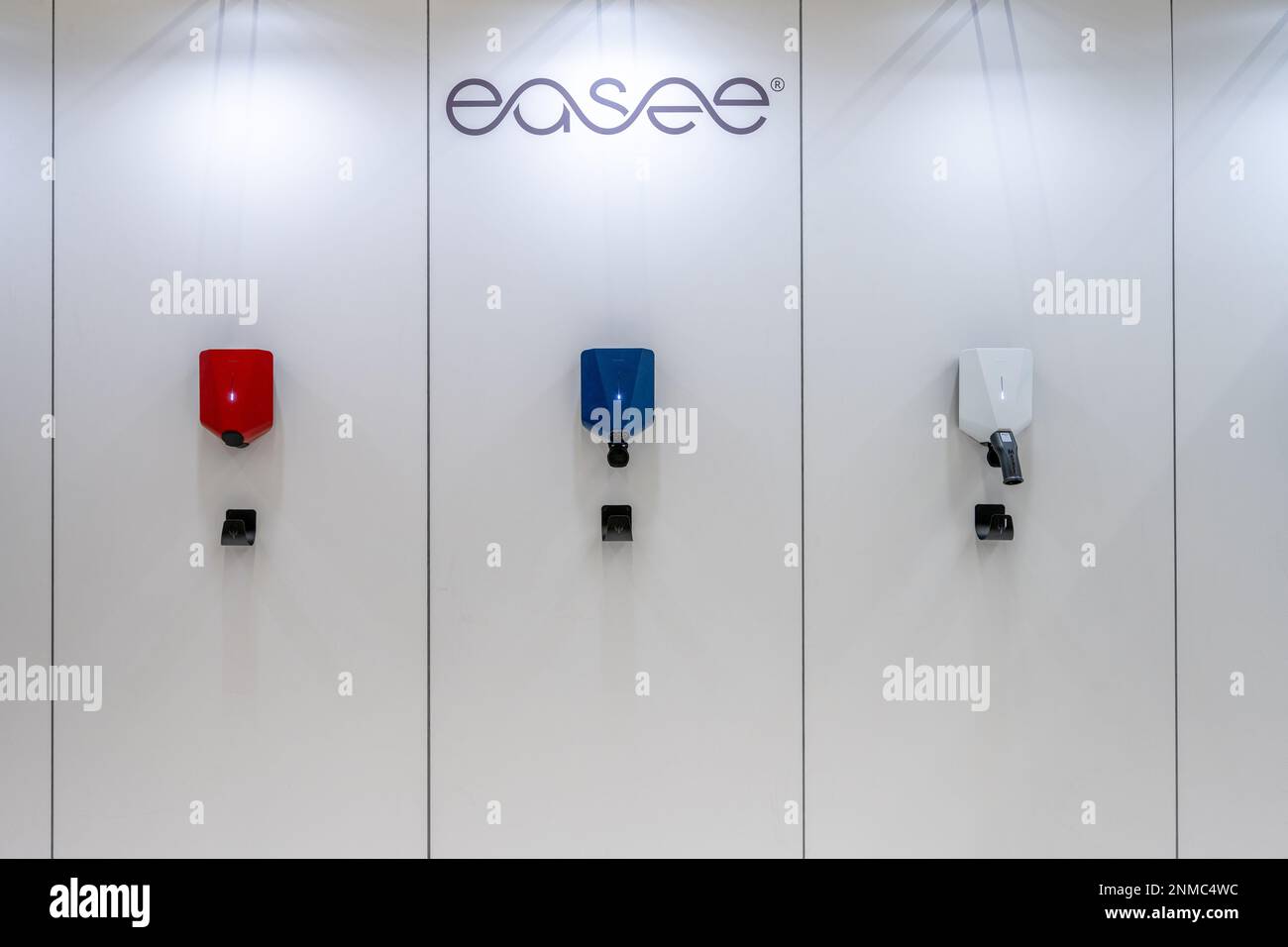 Gothenburg, Sweden - december 03 2022: Red blue and white Easee Home ...