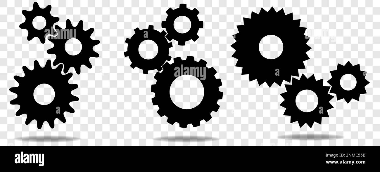 Three sets of black cogs (gears) with shadow Stock Vector Image & Art ...