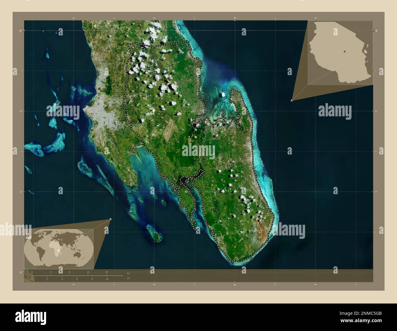 Zanzibar South and Central, region of Tanzania. High resolution ...