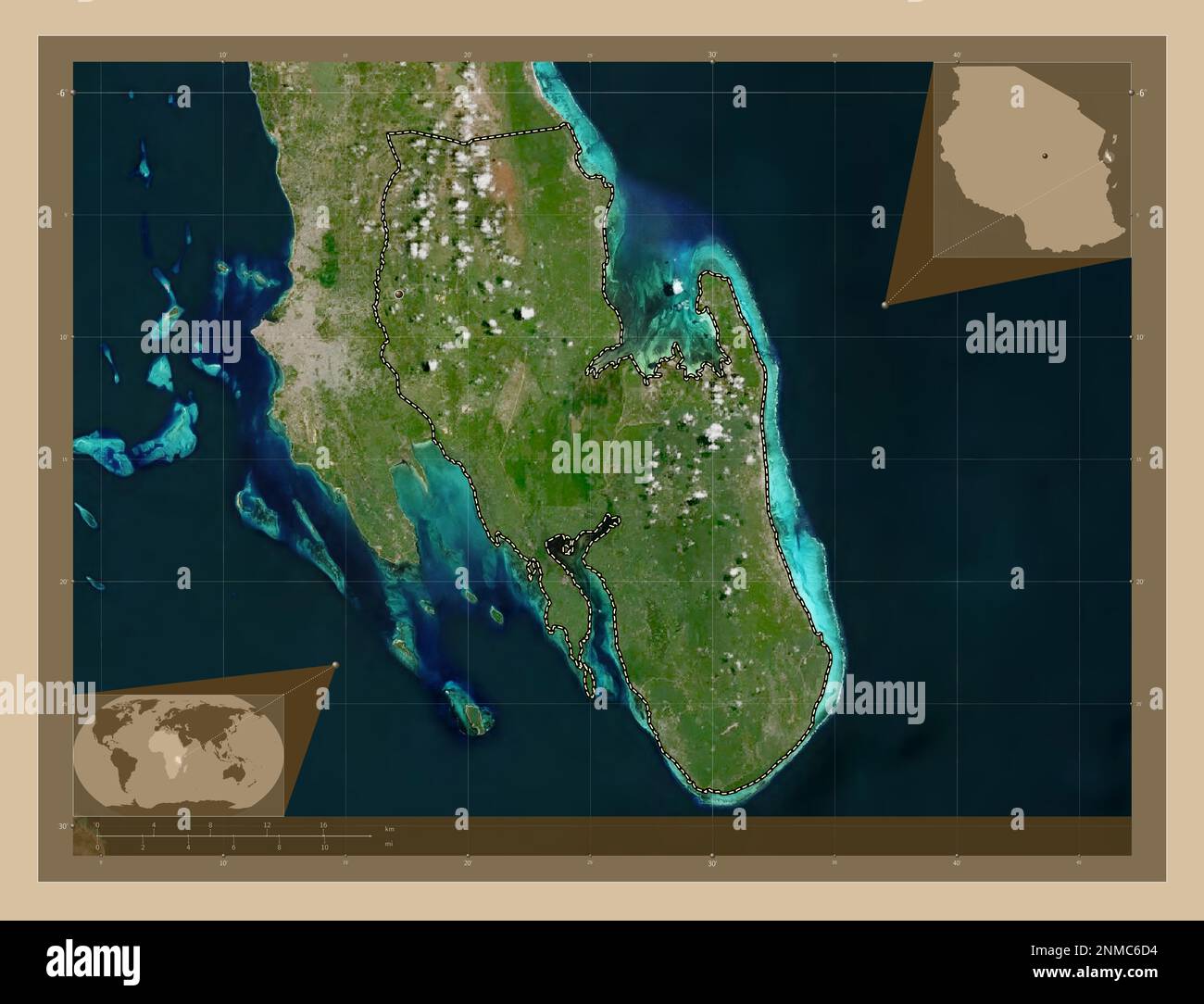 Zanzibar South and Central, region of Tanzania. Low resolution ...