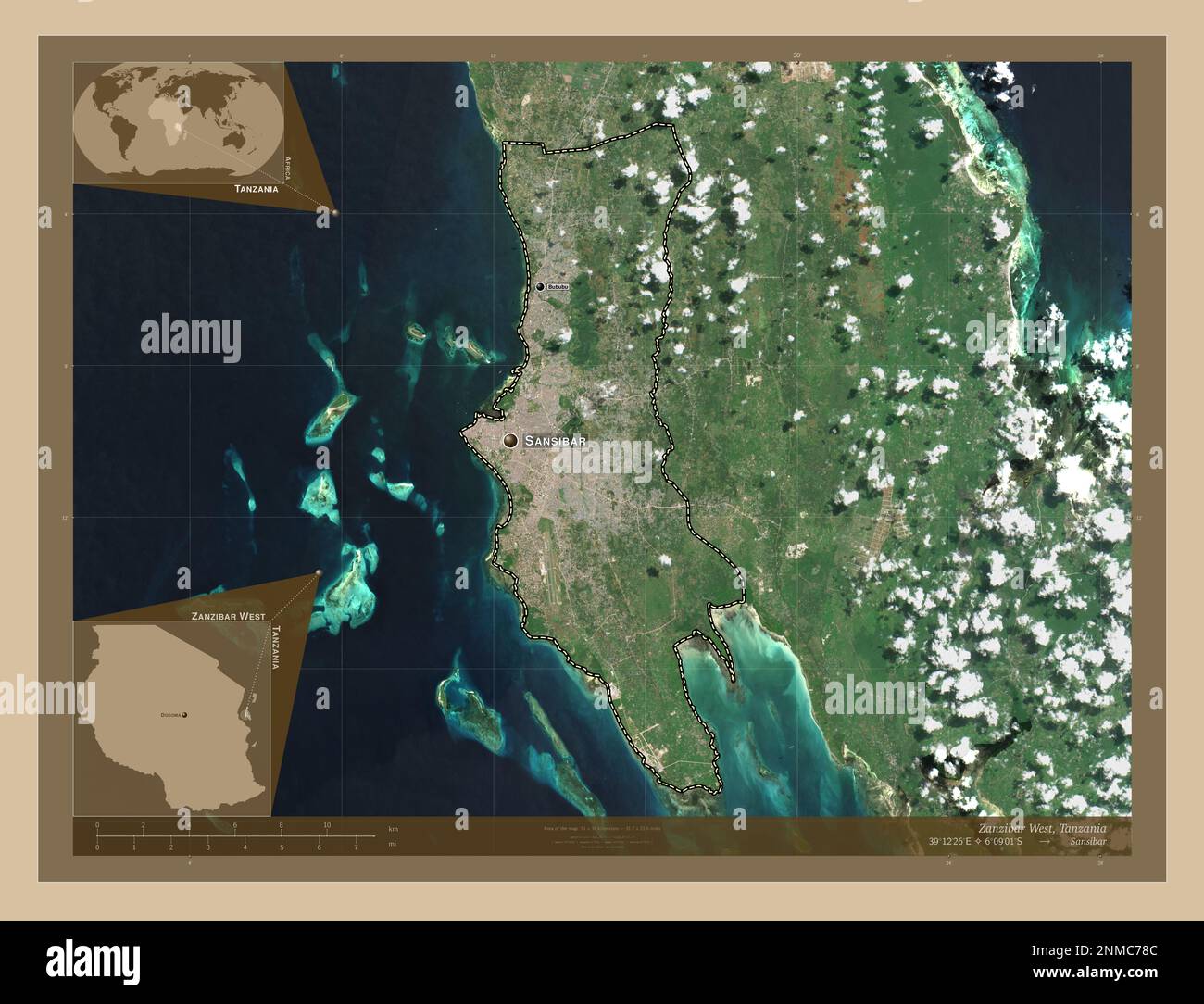 Tanzania map with zanzibar