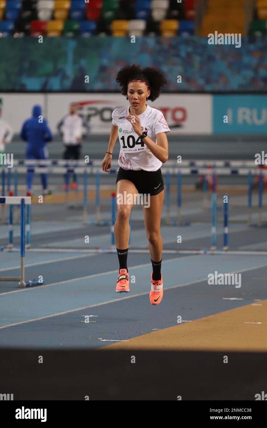 ISTANBUL, TURKEY - MARCH 05, 2022: Buse Savaskan high jumping during ...