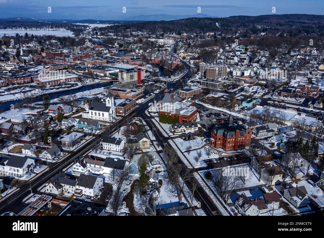 Aerial winter view of Laconia, New Hampshire Stock Photo - Alamy