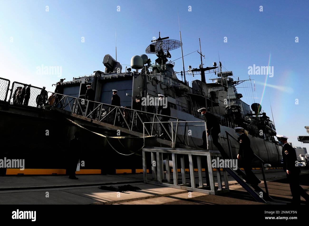 The frigate Bayern of Bundeswehr arrives at the Tokyo International ...