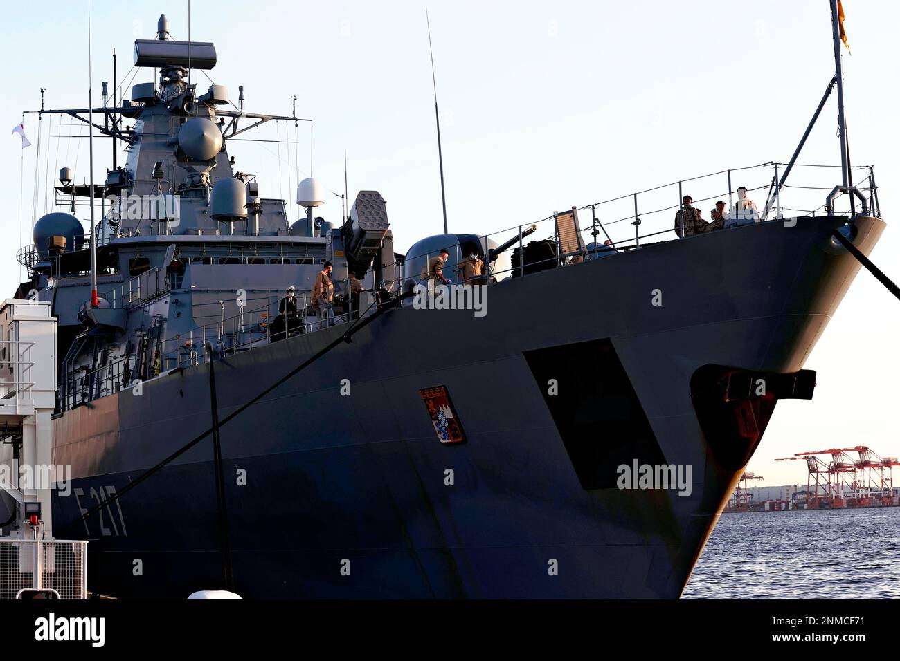 The frigate Bayern of Bundeswehr arrives at the Tokyo International ...