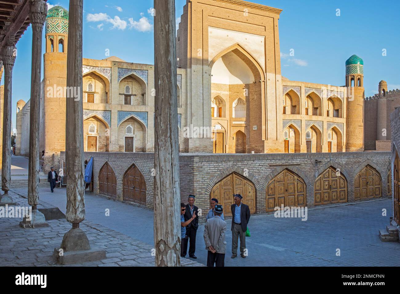 Street scene in Ichon-Qala, old city, in background Qutlug Murod Inoq ...