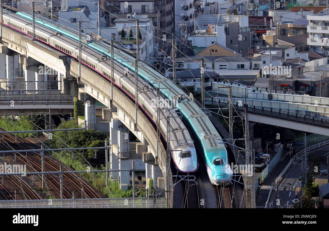 Japanese Shinkansen high speed train (bullet train) E5 series (R) and ...