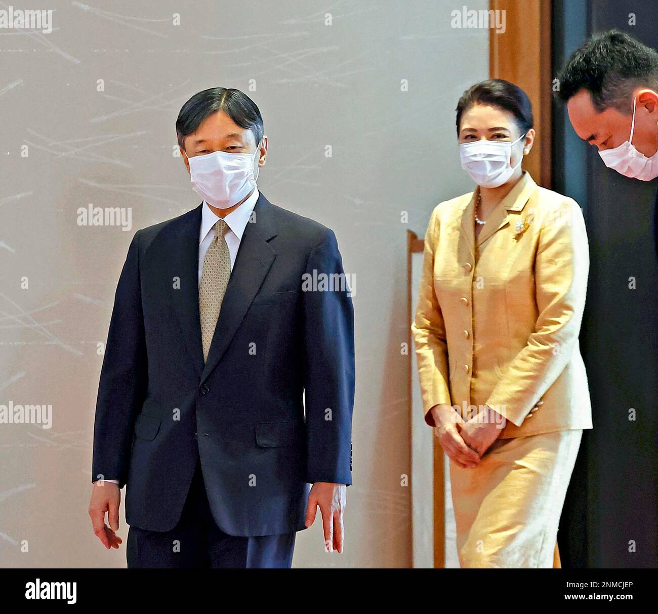 Japan's Emperor Naruhito and Empress Masako attend a meeting with ...