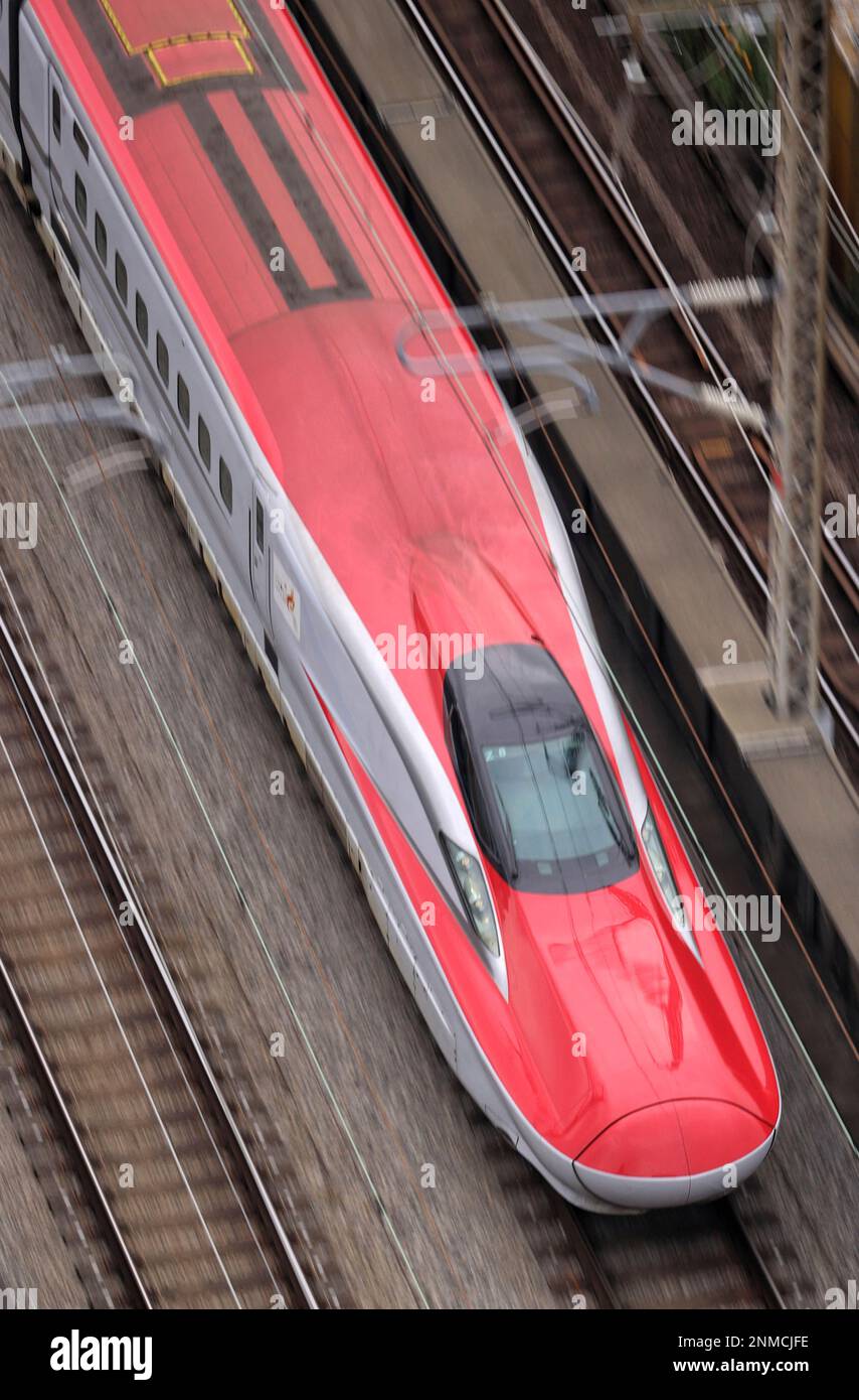 Japanese Shinkansen high speed train (bullet train) E6 series runs in ...