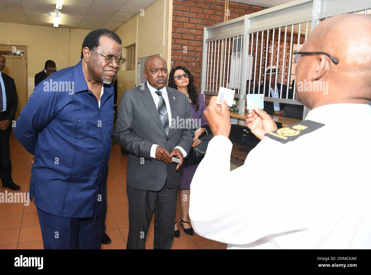 Mamuno Border Post, Botswana. 24th Feb, 2023. A staff member shows ...