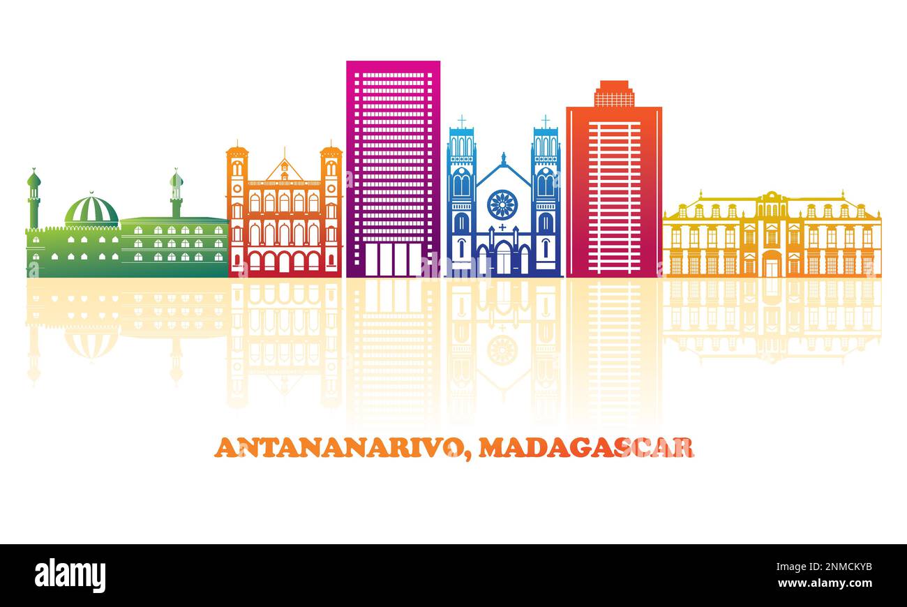 Colourfull Skyline panorama of city of Antananarivo, Madagascar ...