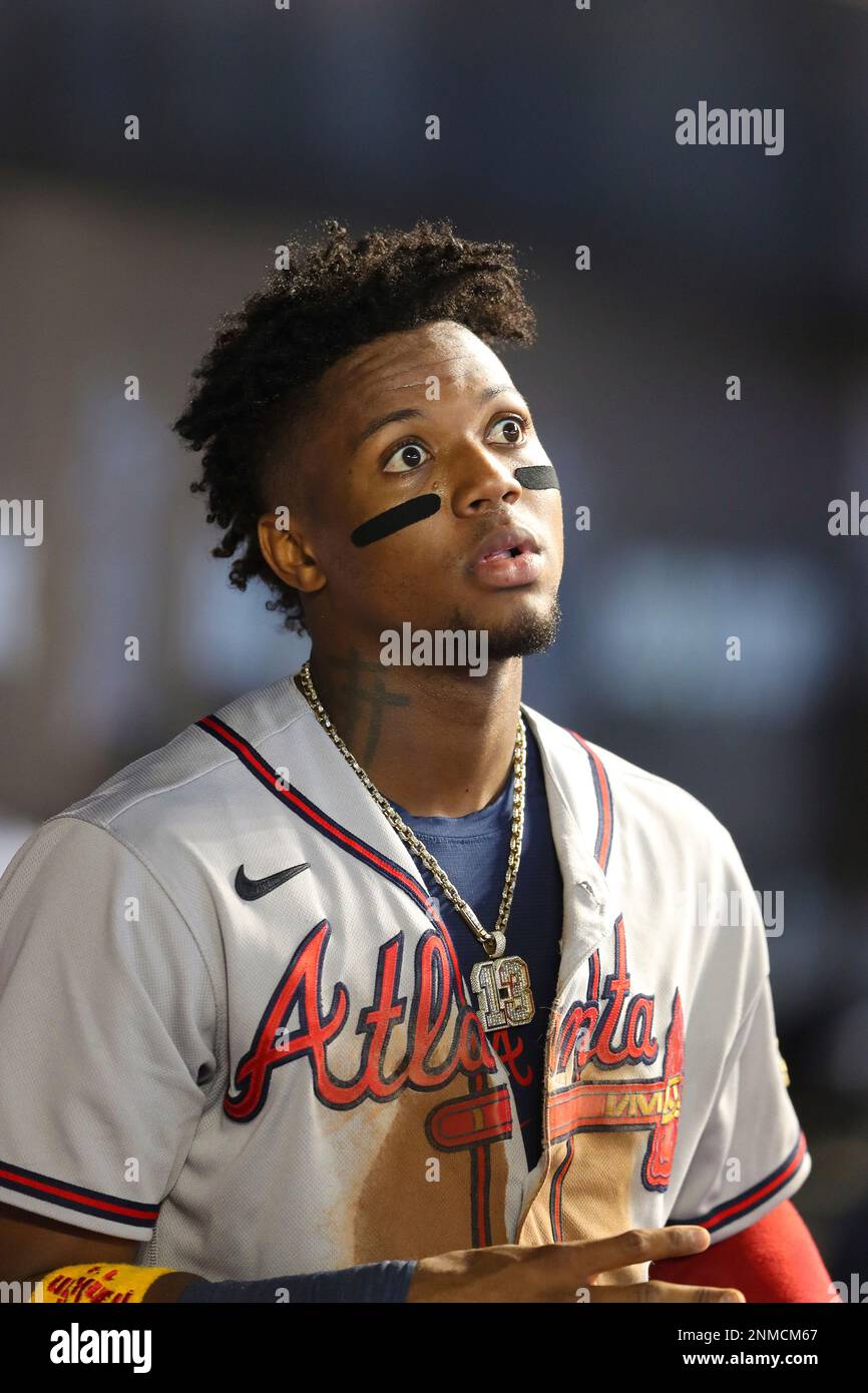 Atlanta Braves Ronald Acuna Jr. during a game against the Miami Marlins ...