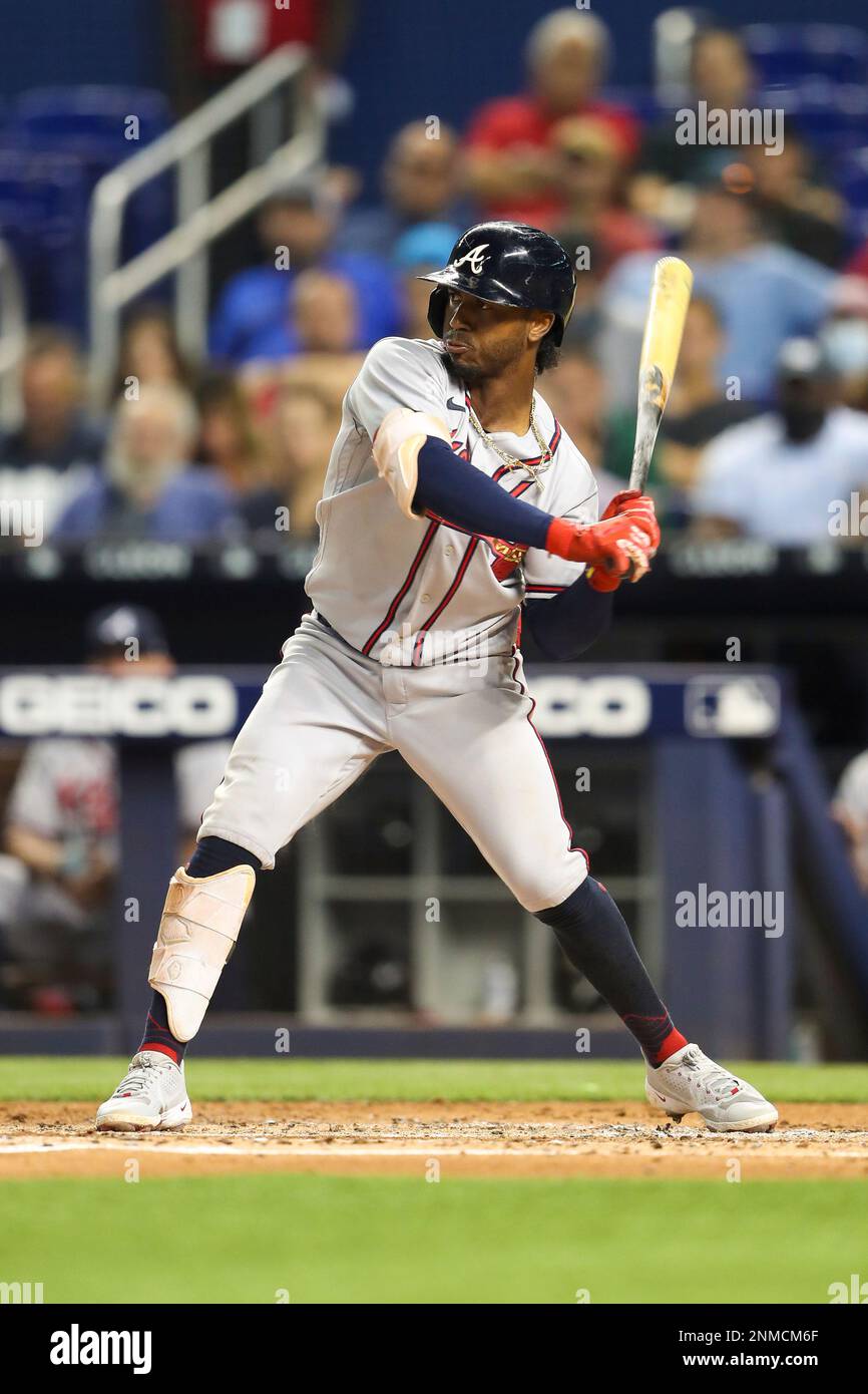 Atlanta Braves Ozzie Alibies. during a game against the Miami Marlins ...
