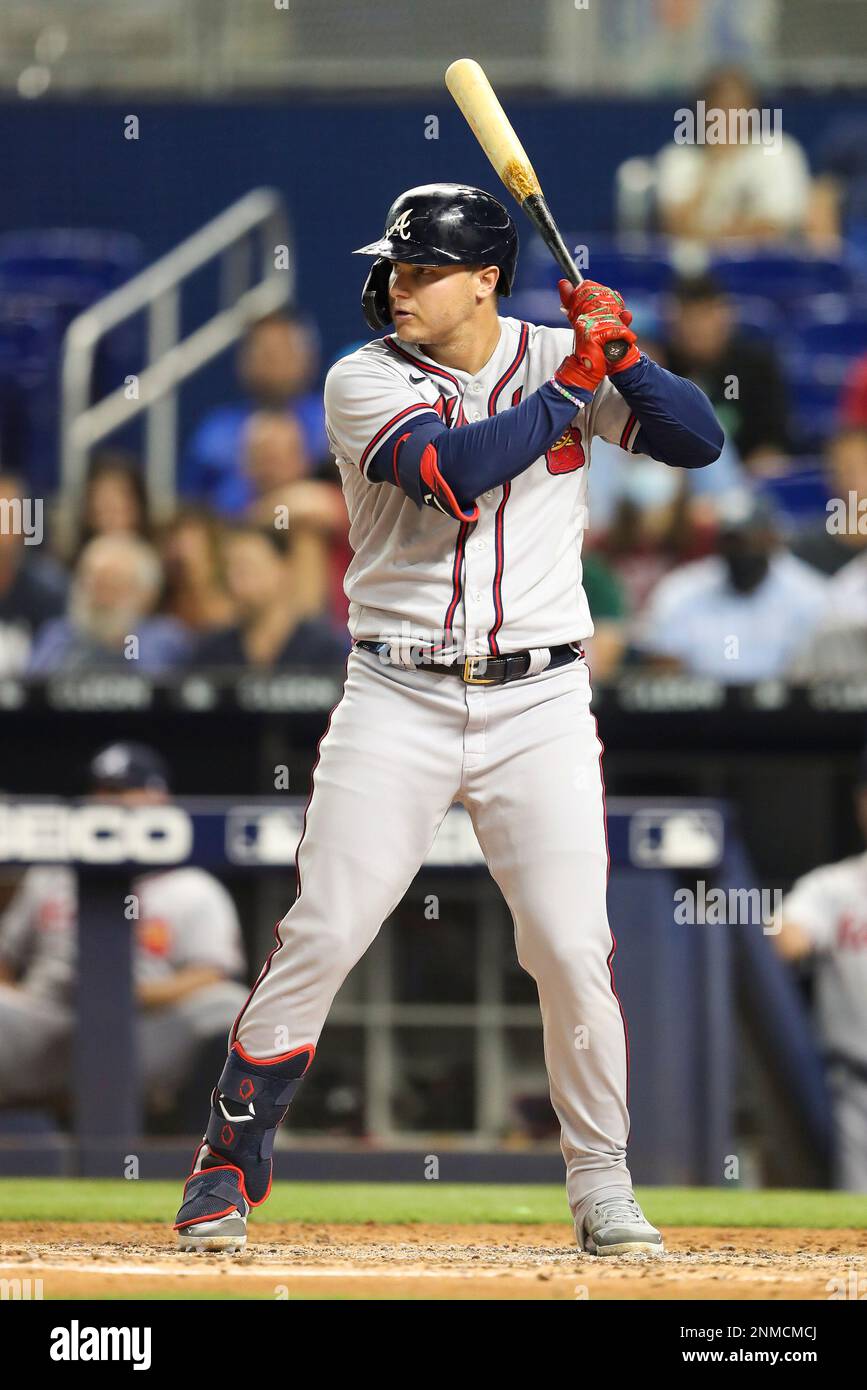 Atlanta Braves Joc Pederson during a game against the Miami Marlins ...