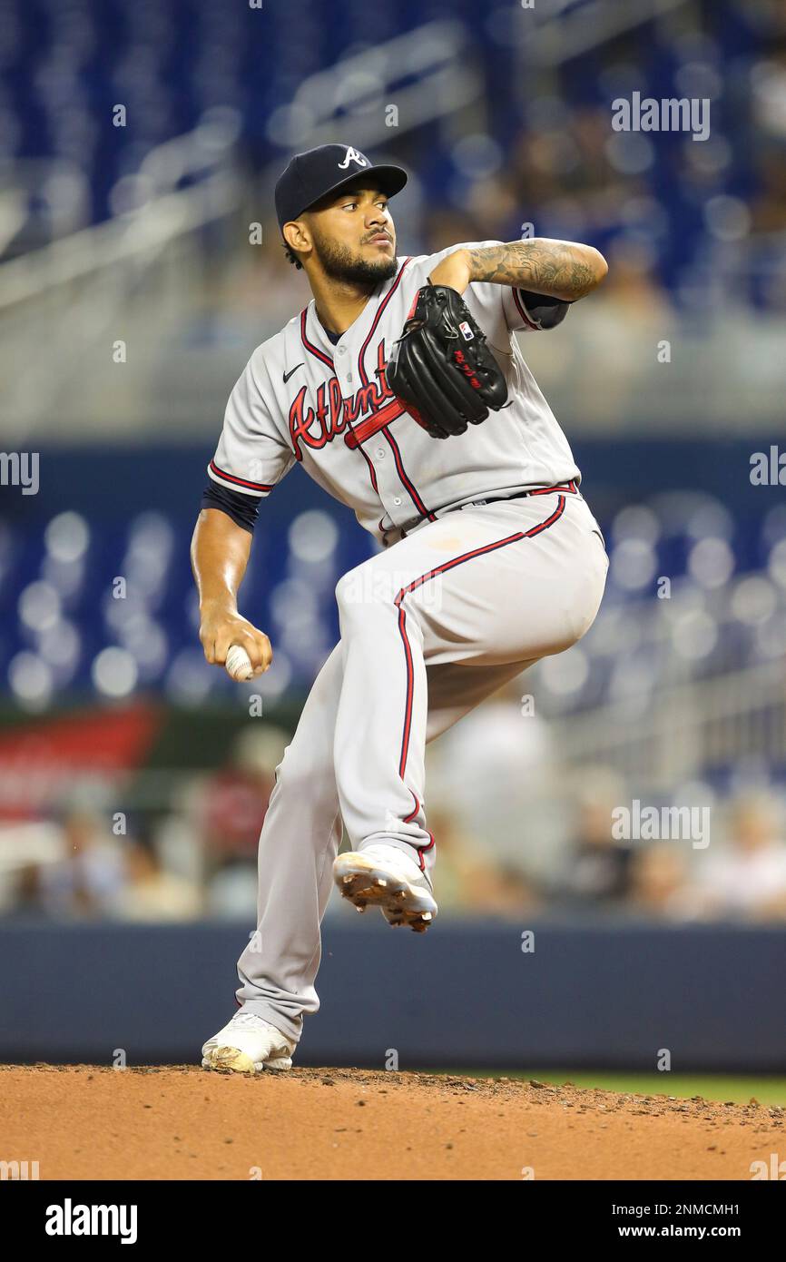 Atlanta Braves Huascar Ynoa during a game against the Miami Marlins ...