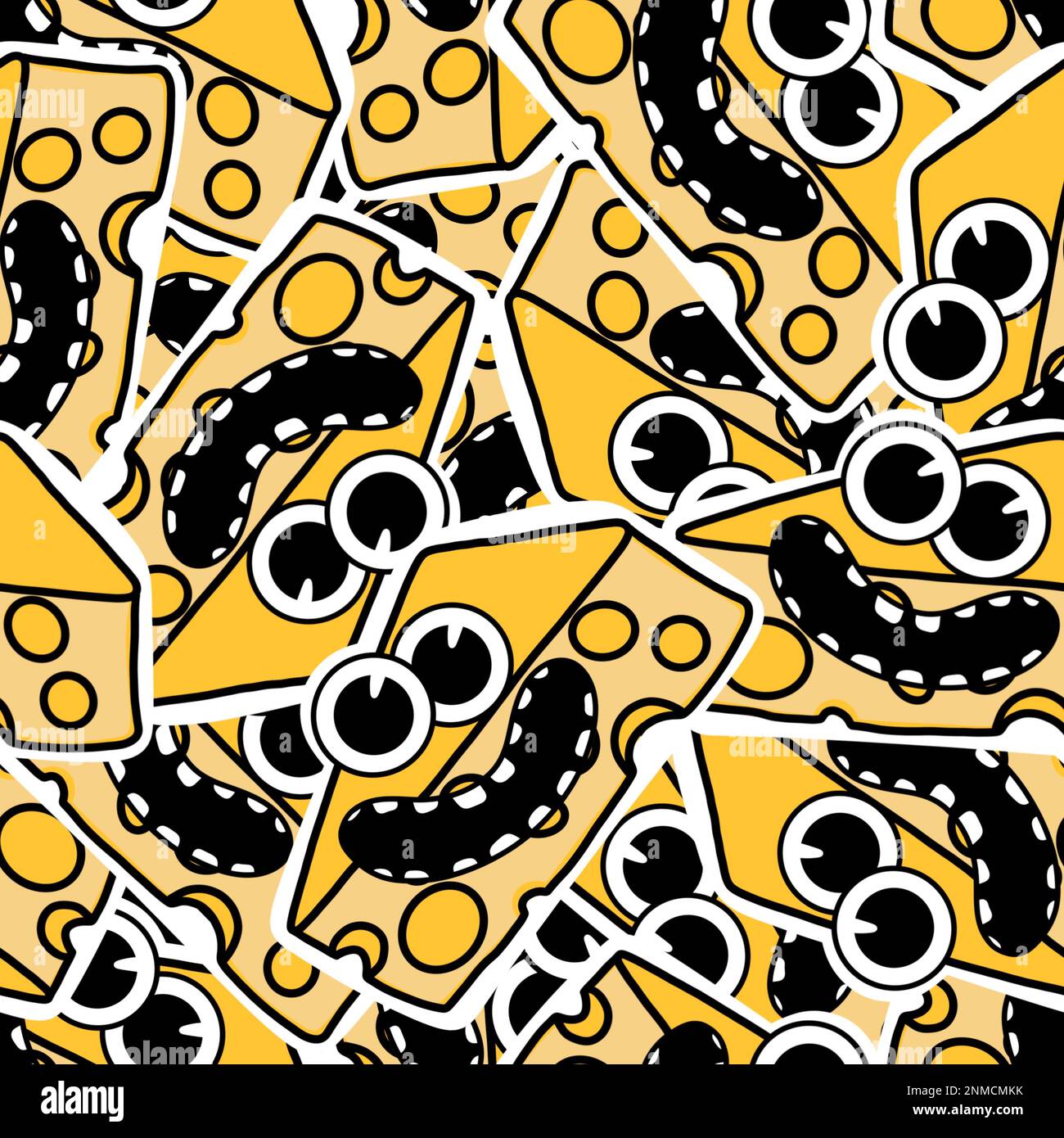 Cartoon cheese seamless funny monsters pattern for wrapping paper and ...
