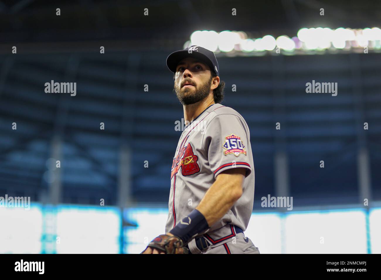 Atlanta Braves Dansby Swanson during a game against the Miami Marlins ...