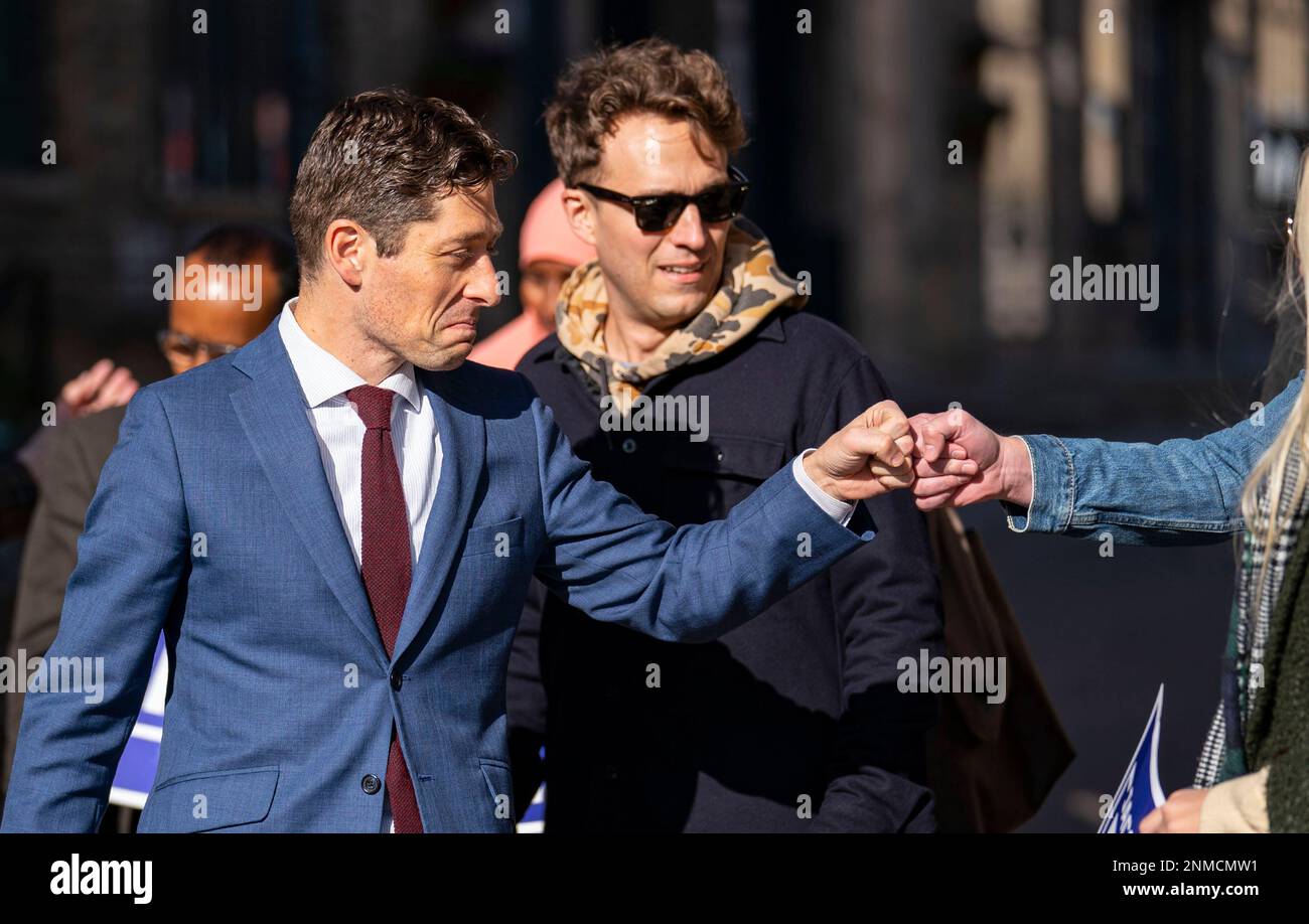Incumbent Minneapolis Mayor Jacob Frey fist bumps his campaign team and ...