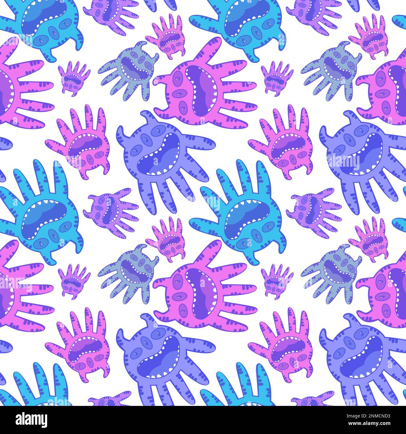 Cartoon monsters seamless emoticons aliens pattern for kids clothes ...