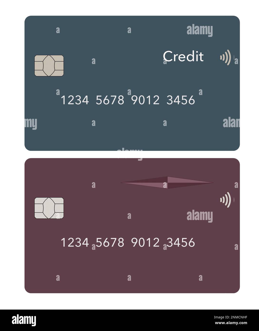 Two generic credit cards or debit cards are seen isolated Stock Photo ...