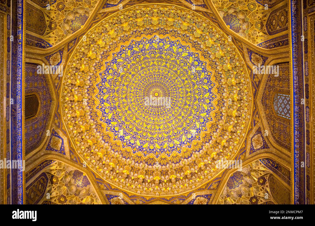Ceiling of mosque, in Tilla-Kari Madrasa, Registan, Samarkand ...