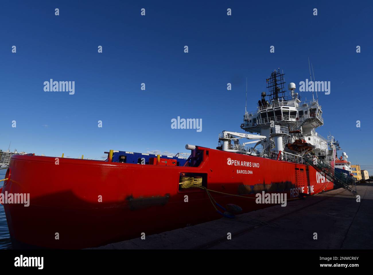 The new flagship of the NGO Open Arms, the 'Open Arms One', in the port ...