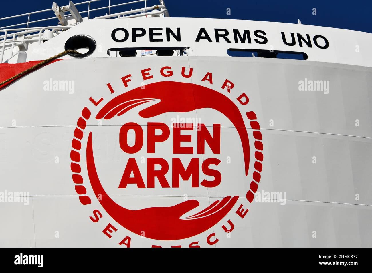 The new flagship of the NGO Open Arms, the 'Open Arms One', in the port ...