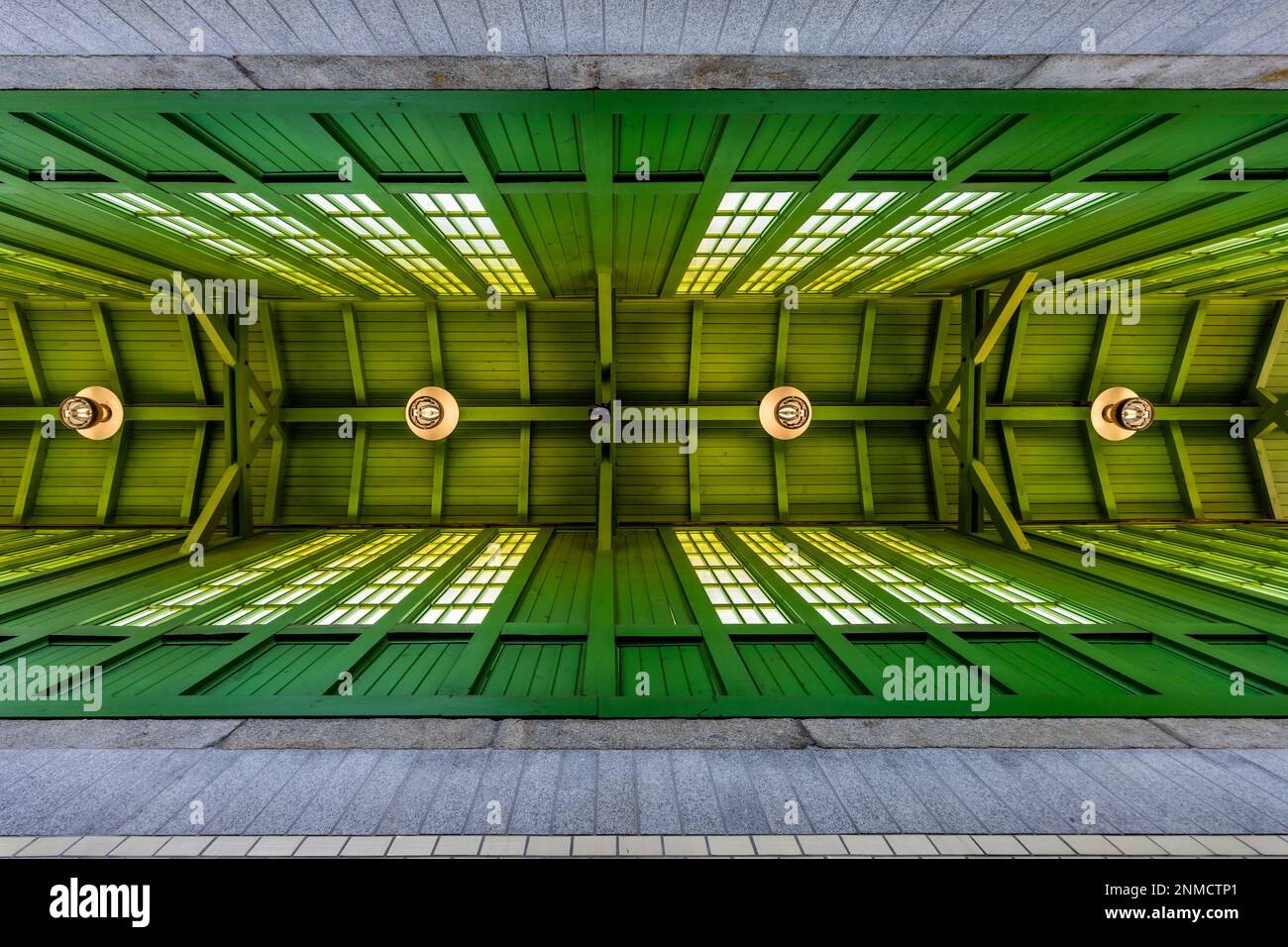 Wroclaw, Poland - May 2022: Green platform at railway station in ...