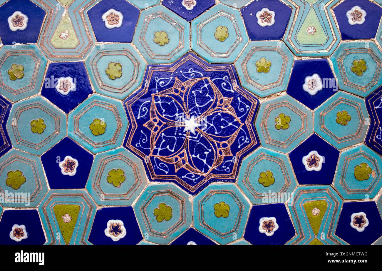 Detail, ornamentation, Ulug Sultan Begim mausoleum, Shah-i-Zinda ...