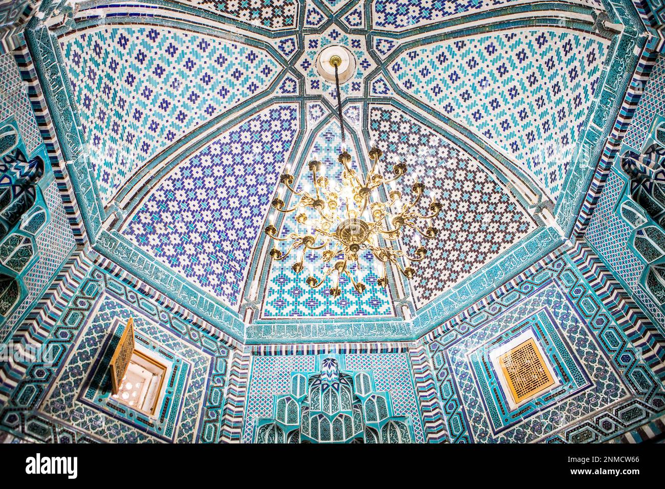 Ceiling of Shrine of Qutham b.Abbas, Shah-i-Zinda complex, Samarkand ...