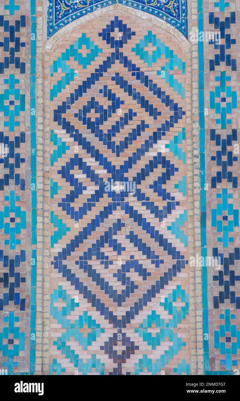 Detail, ornamentation,facade of Barak Khan Medressa, Tashkent ...