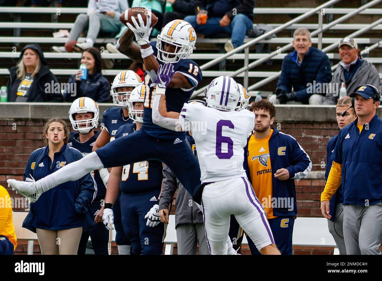 Chattanooga wide receiver Reginald Henderson (12) makes a catch over ...